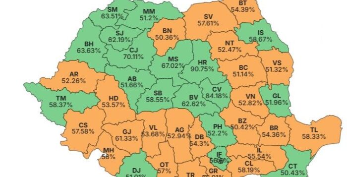 FOTO Harta României, după centralizarea voturilor exprimate la ...